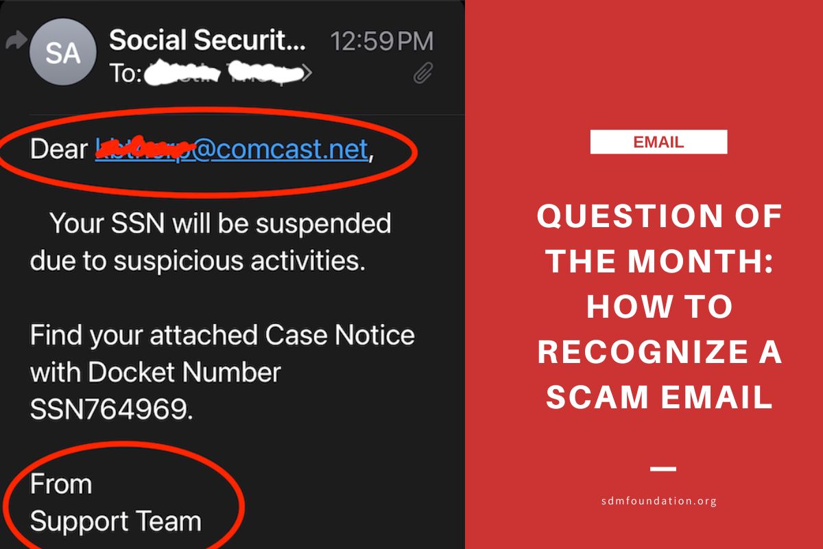Question of the Month - How to Recognize a Scam Email - SDM Foundation