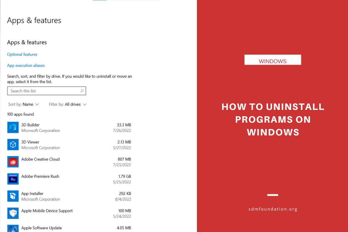 How to Uninstall Programs on Windows - SDM Foundation